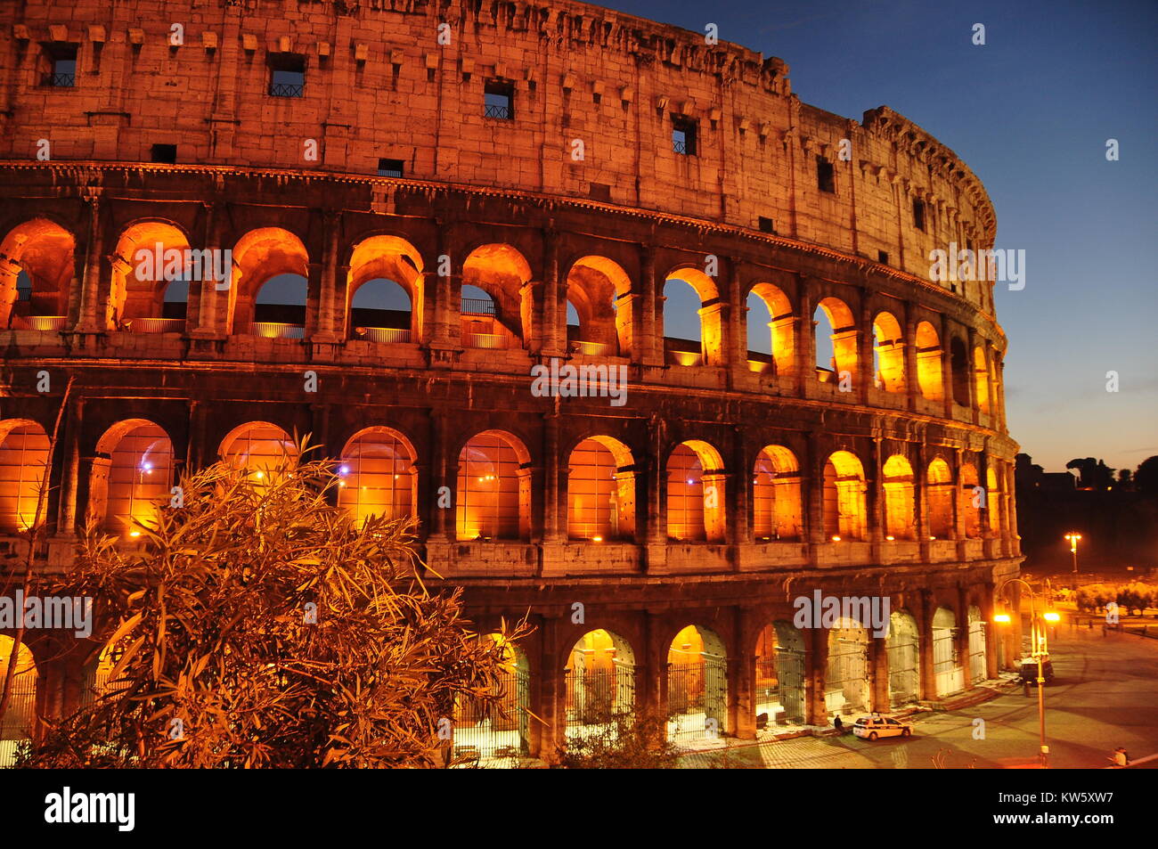 The Roman Colosseum at nighttime in the Eternal city of Rome Stock ...
