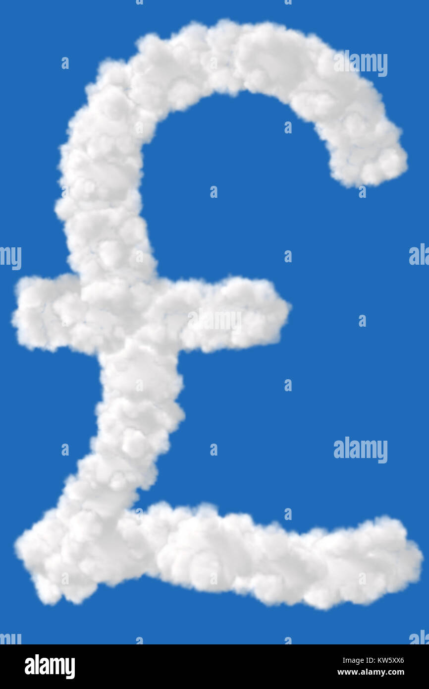 British Pound Symbol made from clouds on blue background Stock Photo ...