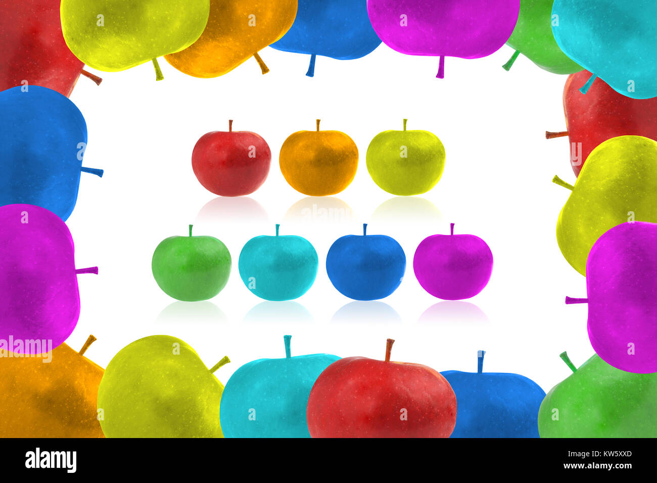 Framework from color apples. Seven color apples Stock Photo - Alamy