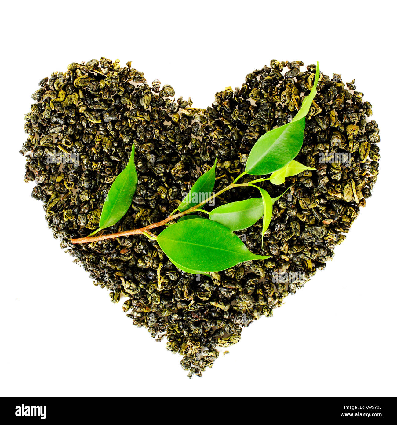 Tea love concept, heart of tea leaves Stock Photo - Alamy