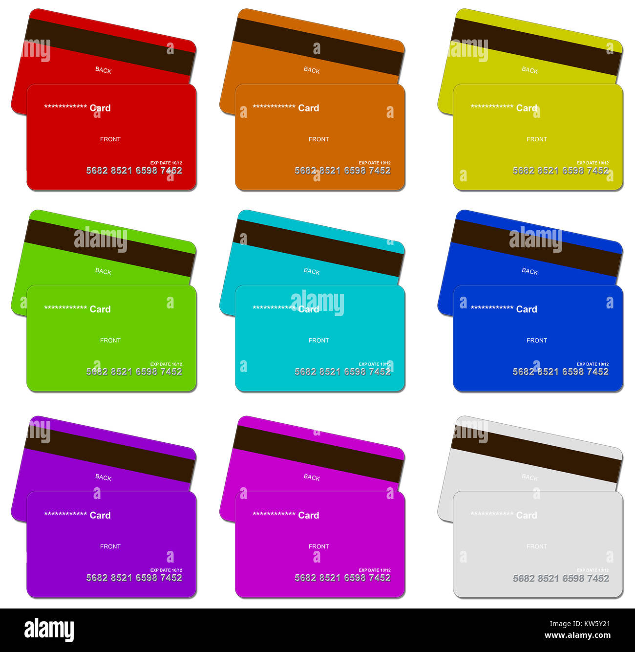 Colored credit cards on white Stock Photo - Alamy