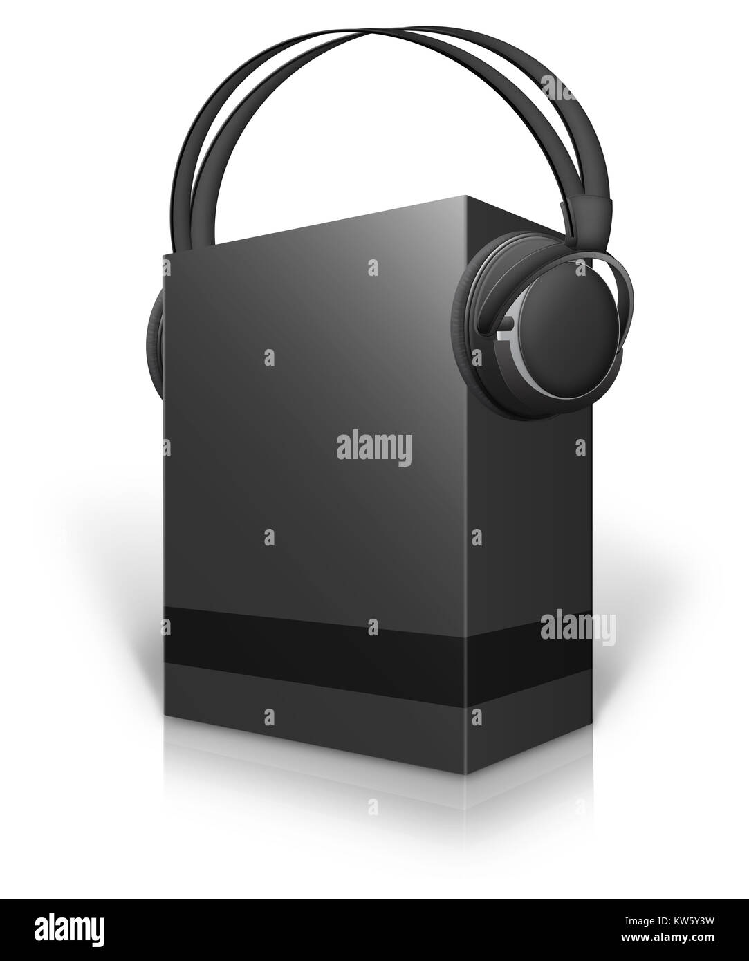 Music Box and Headphones on white background Stock Photo - Alamy