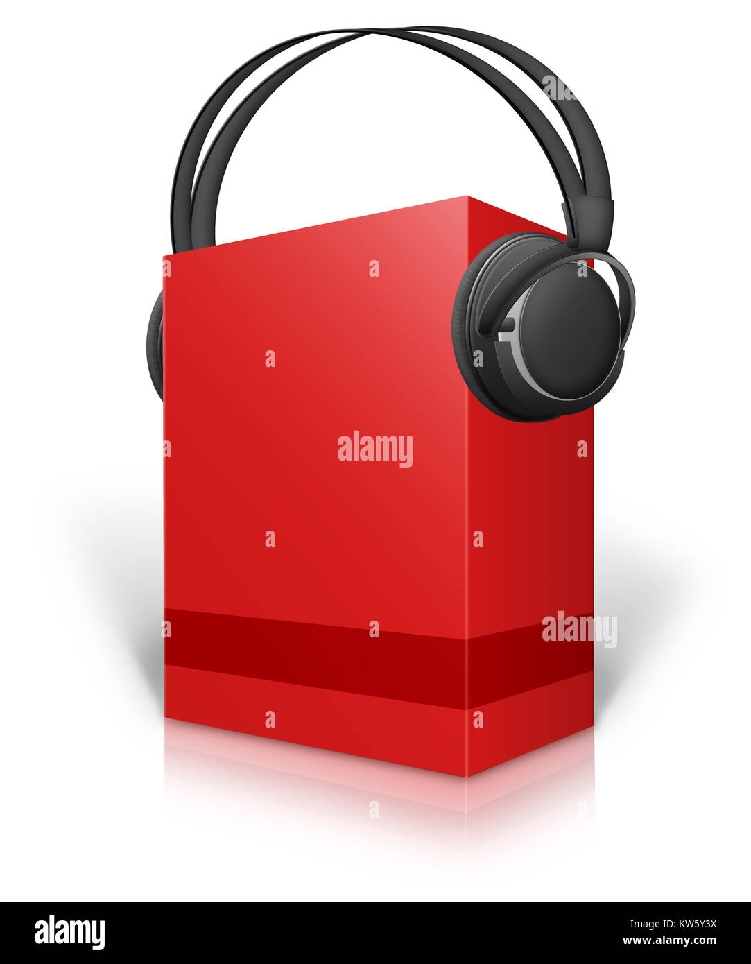 Music Box and Headphones on white background Stock Photo - Alamy