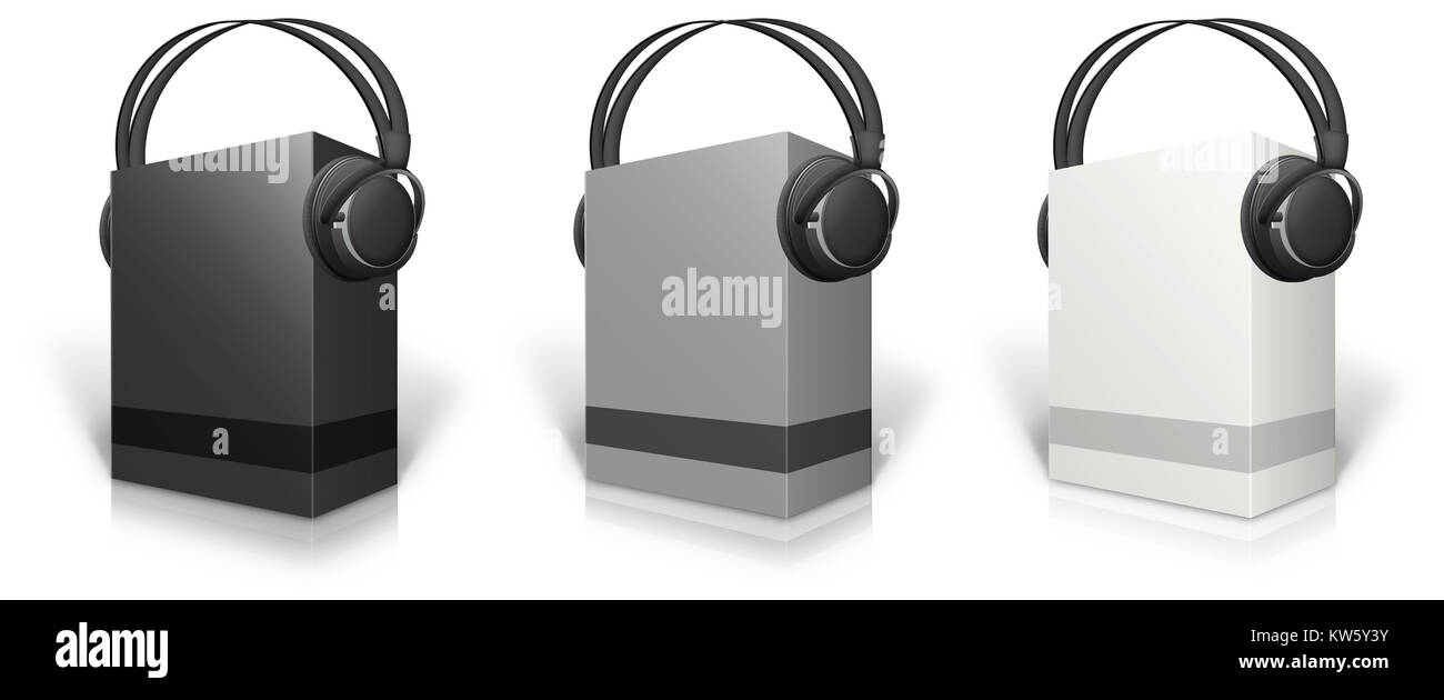 Music Box and Headphones on white background Stock Photo - Alamy