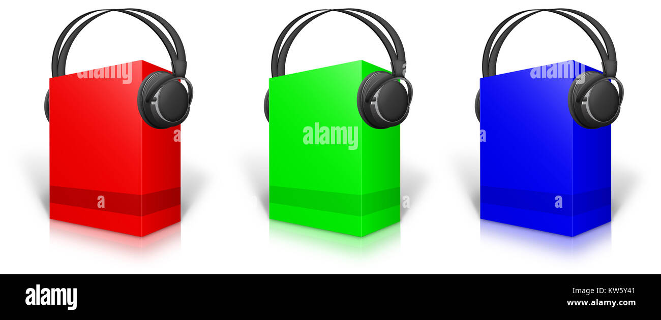 RGB Music Box and Headphones on white background Stock Photo - Alamy