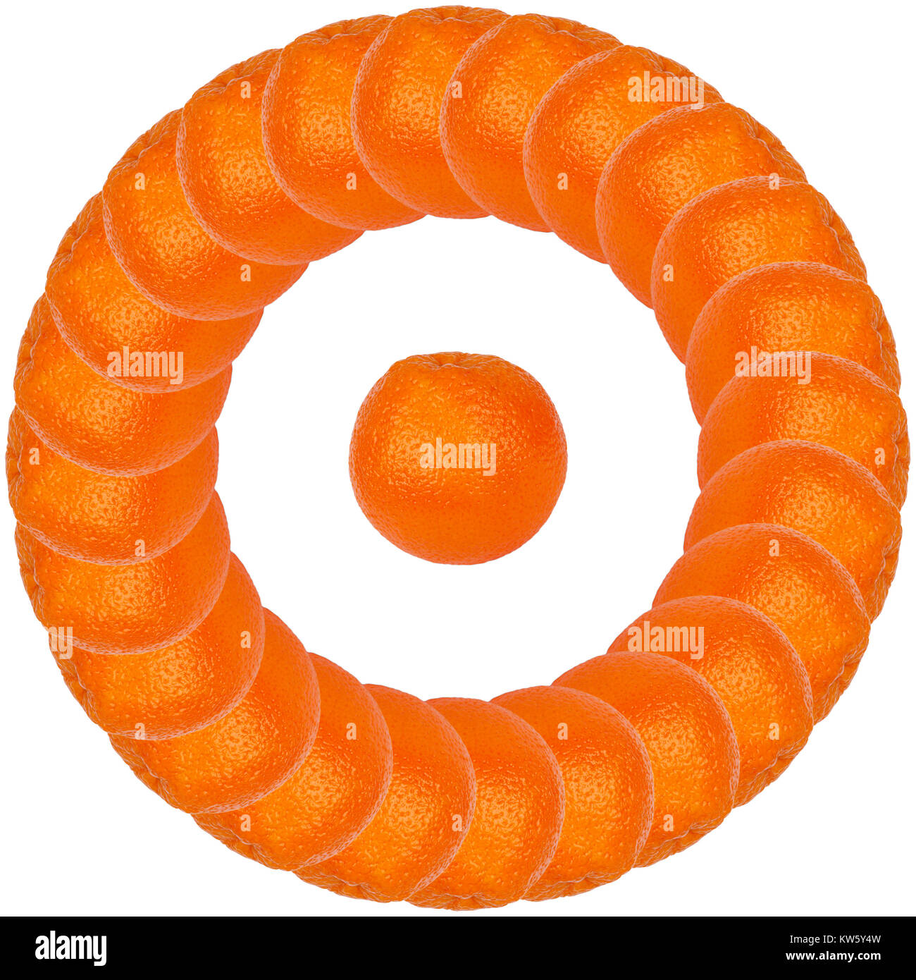 Orange in a circle isolated on White Stock Photo - Alamy