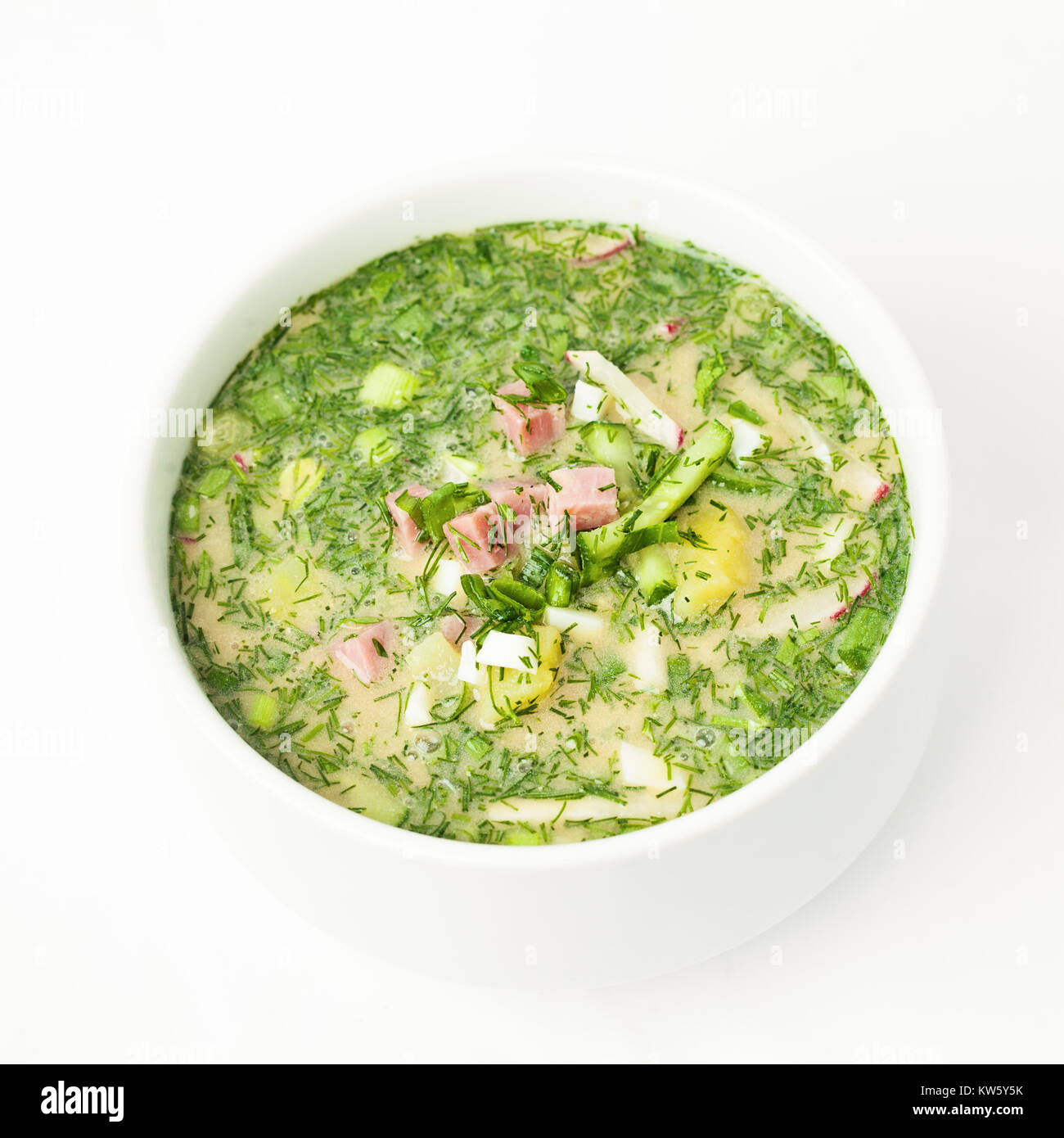 Okroshka Hash Season Soup. Traditional Russian Cuisine Stock Photo - Alamy