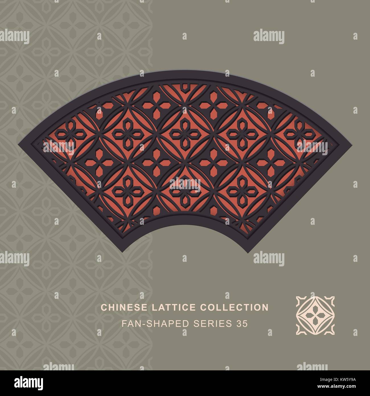 Chinese window tracery fan shaped frame of round flower Stock Vector ...