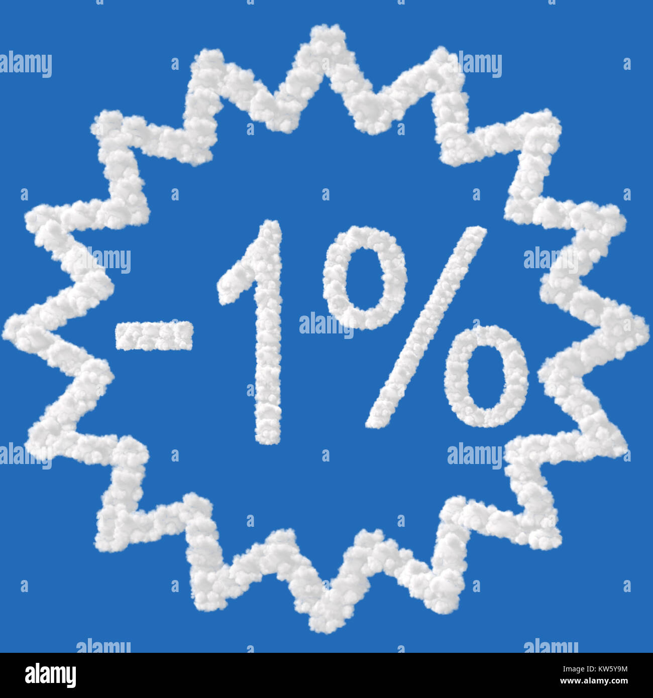 discount - 1 percent made from clouds on blue background Stock Photo ...