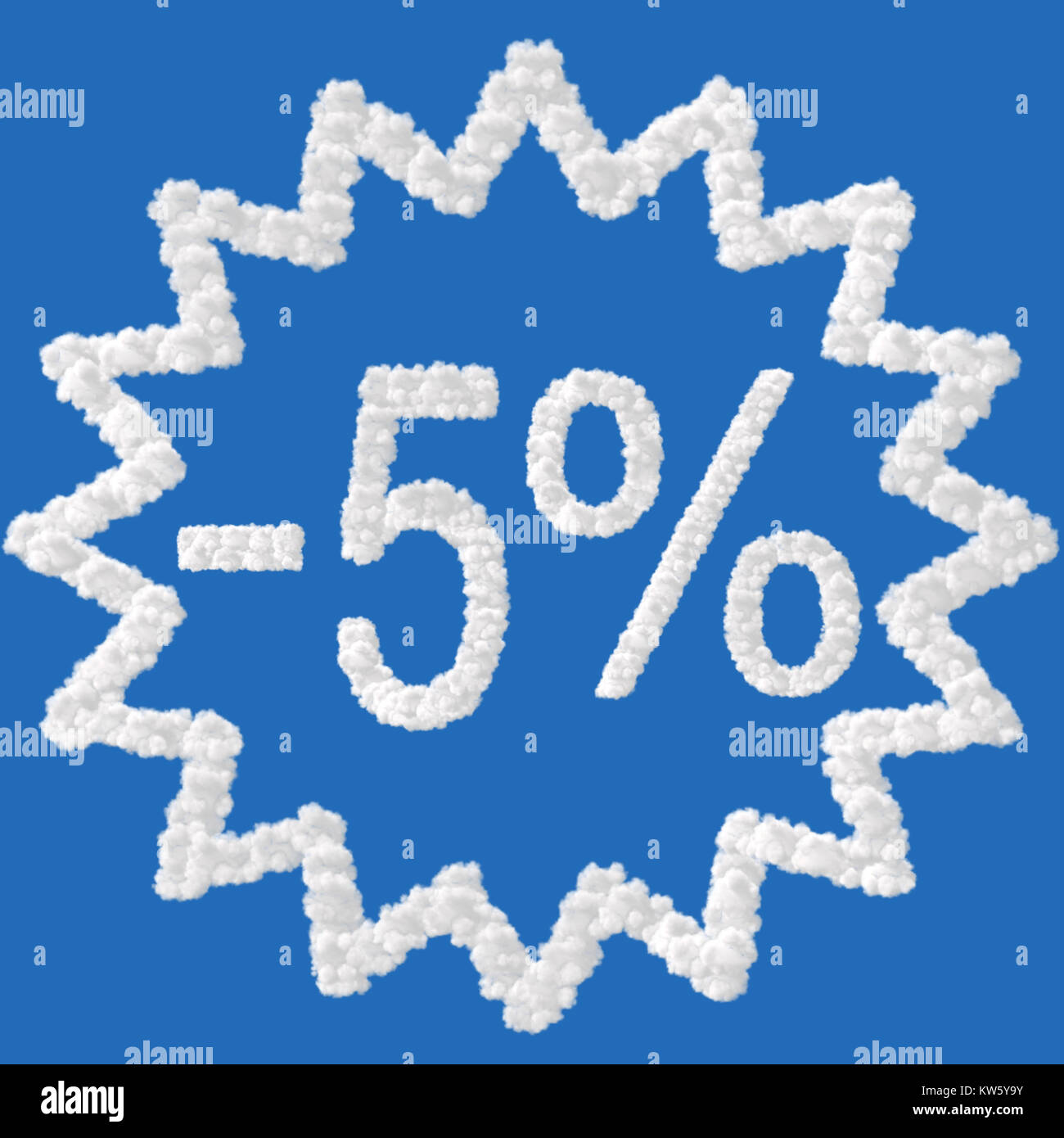 discount - 5 percent made from clouds on blue background Stock Photo ...