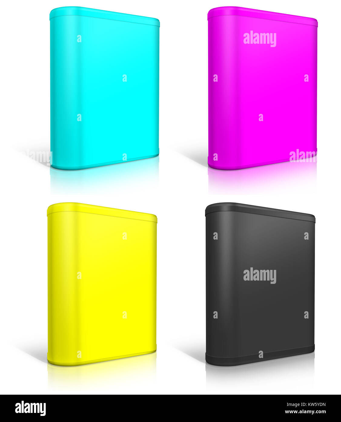 Round cmyk box. Software box on white background Stock Photo - Alamy