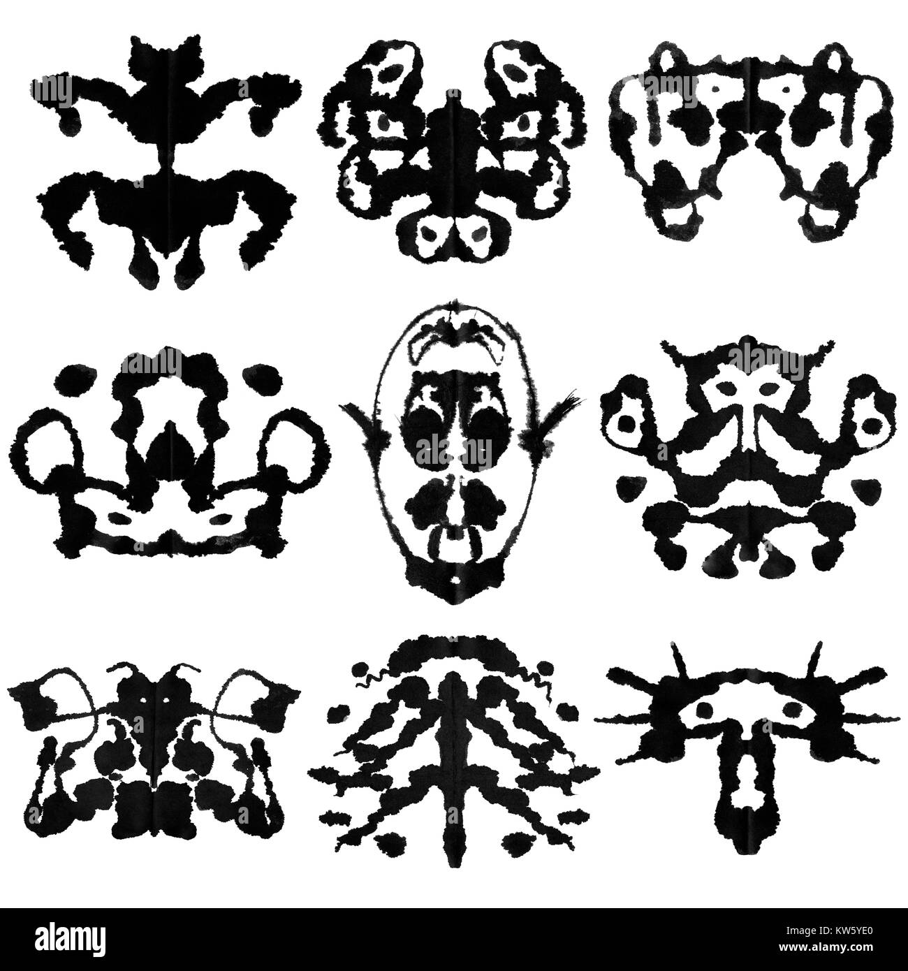 Nine ink blot for psychiatric evaluations Stock Photo - Alamy