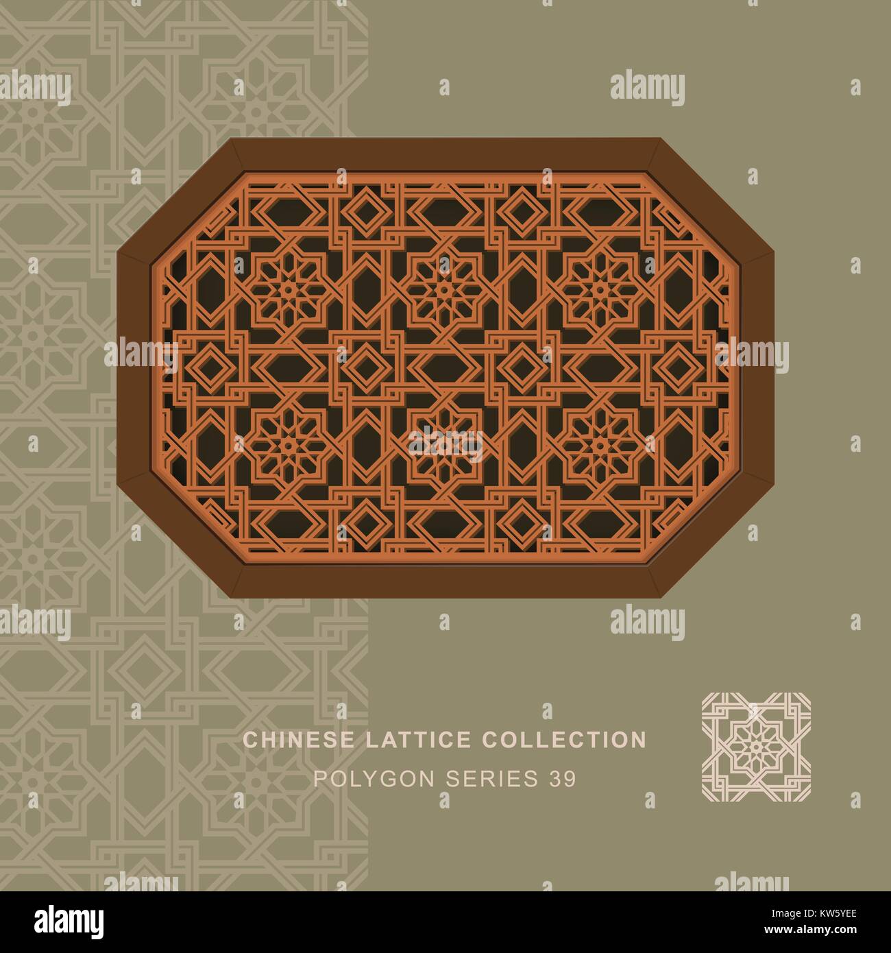 Chinese window tracery polygon frame of double line Stock Vector Image ...