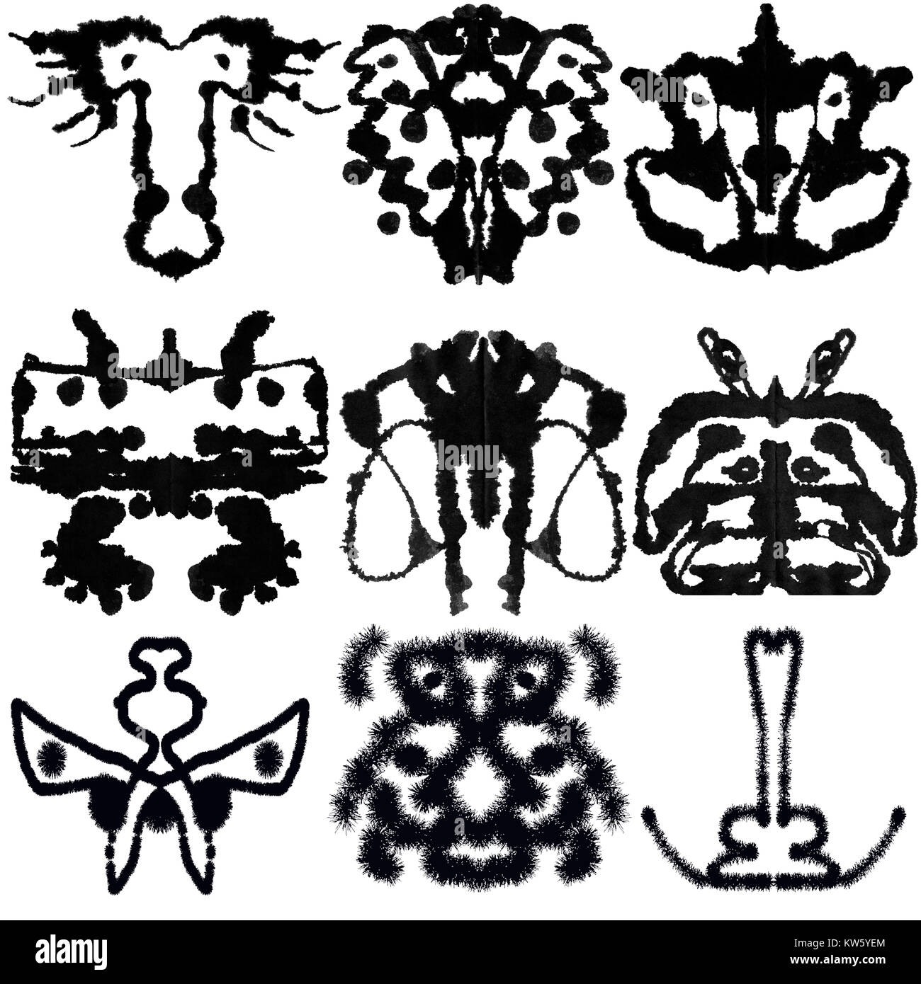 Nine ink blot for psychiatric evaluations Stock Photo - Alamy
