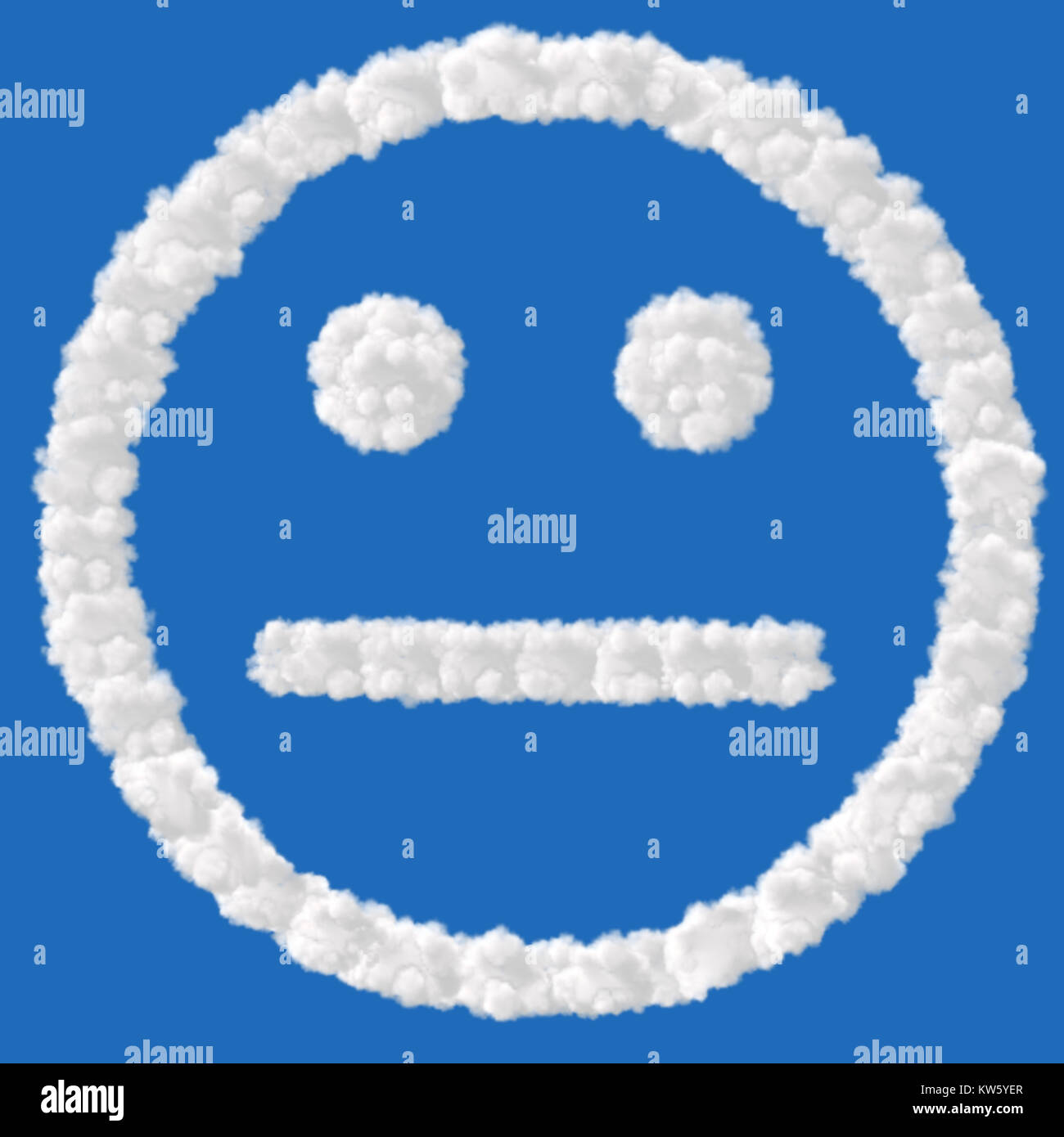 Symbol of indifference combined from clouds on blue background Stock ...