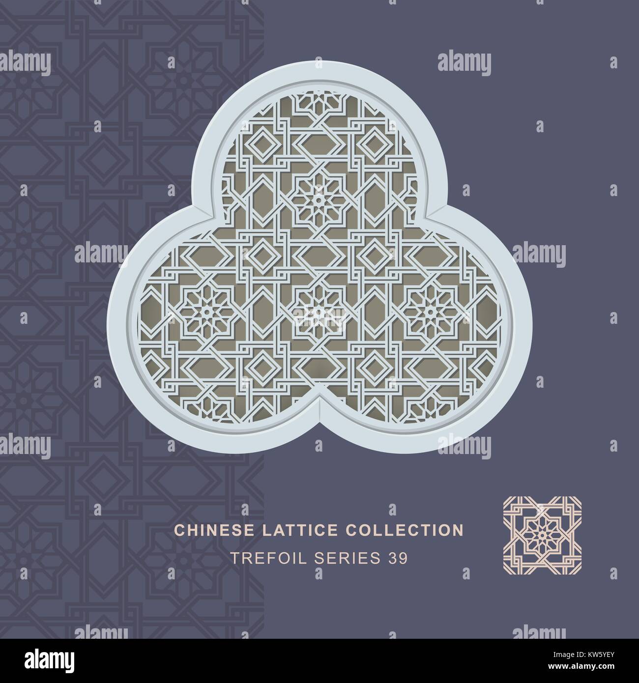 Chinese window tracery trefoil frame of double line Stock Vector Image ...