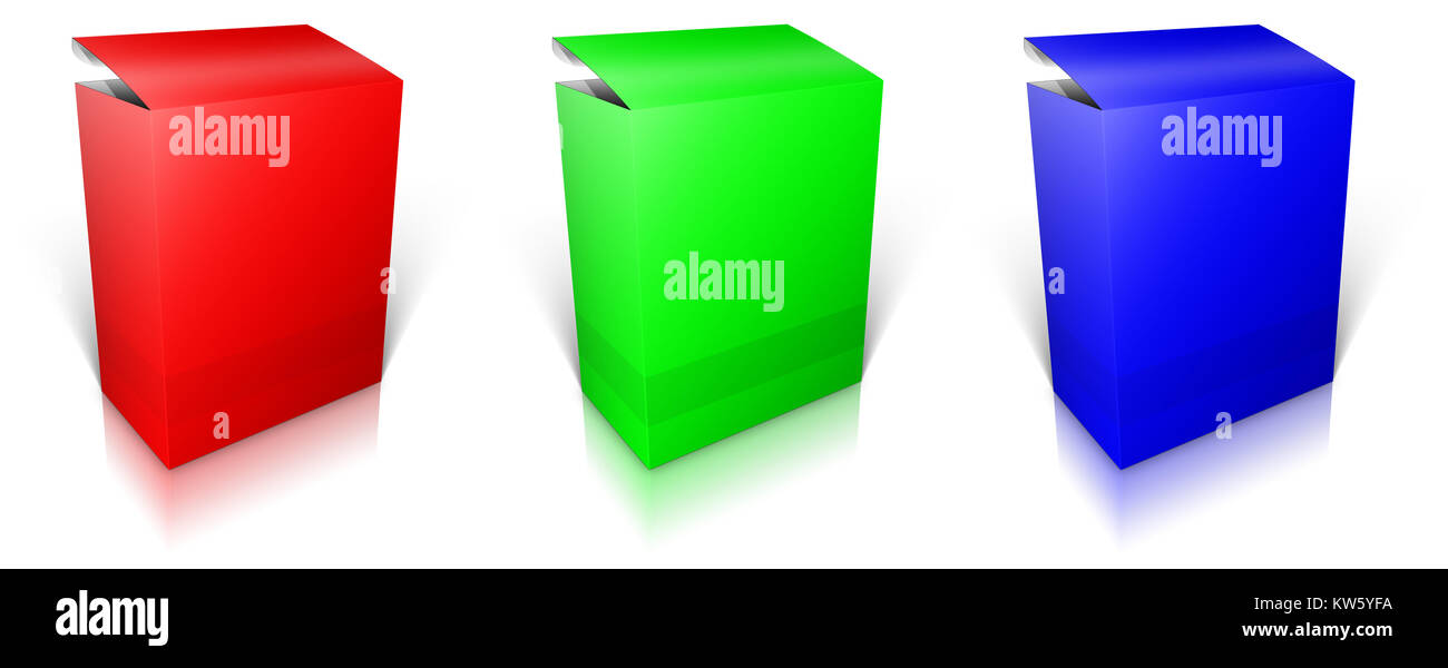 Round RGB box. Software box on white background Stock Photo - Alamy