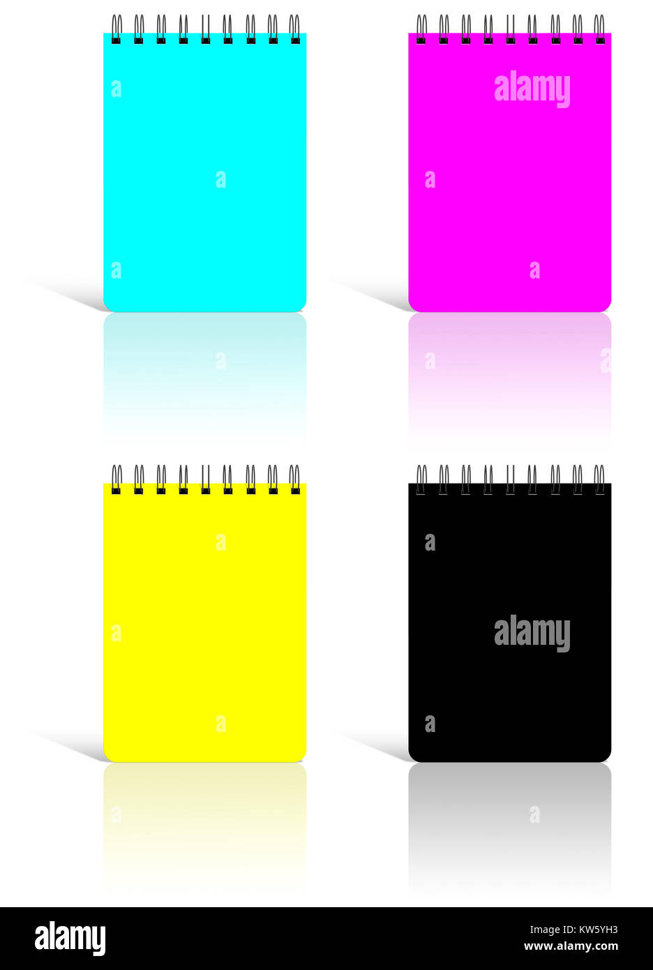 Spiral blank notebook with CMYK paper Stock Photo - Alamy