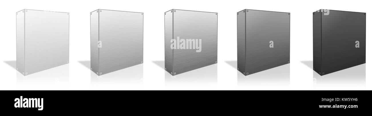 Five Metal box isolated on white Stock Photo - Alamy
