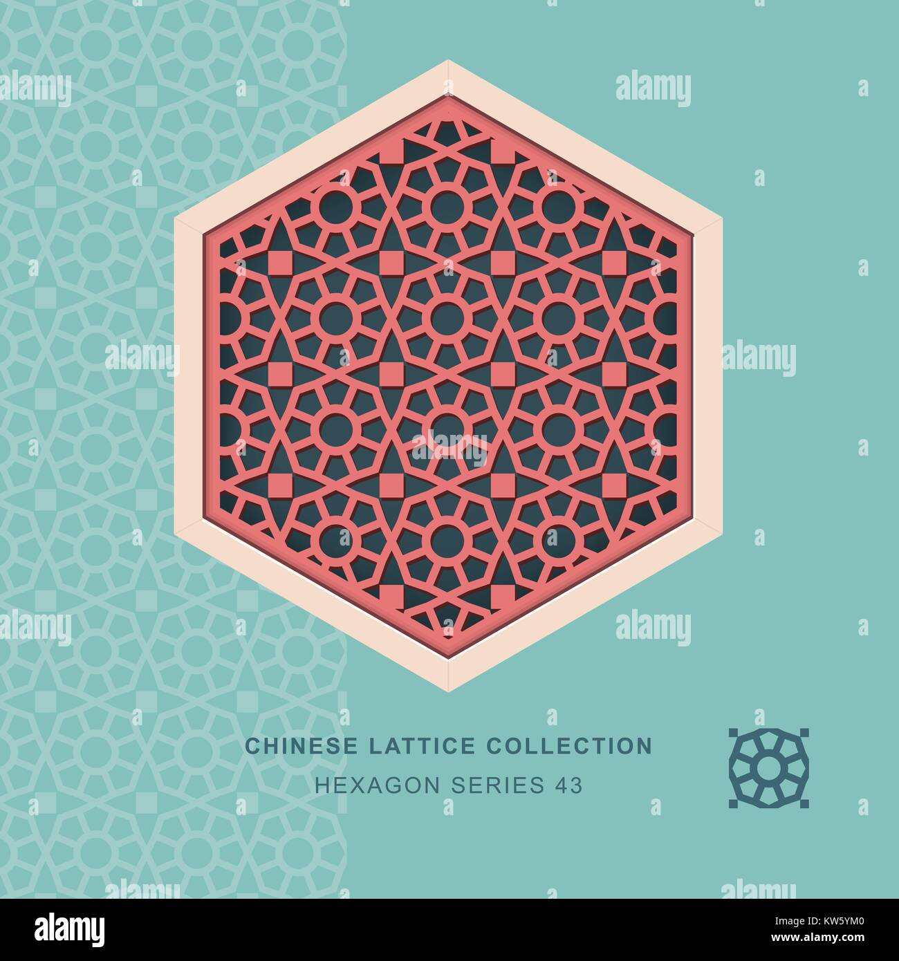 Chinese window tracery hexagon frame of polygon round Stock Vector ...