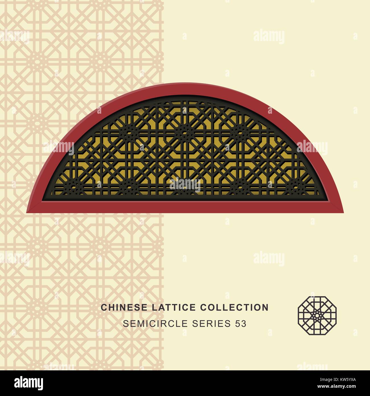 Chinese window tracery semicircle frame of cross polygon Stock Vector ...