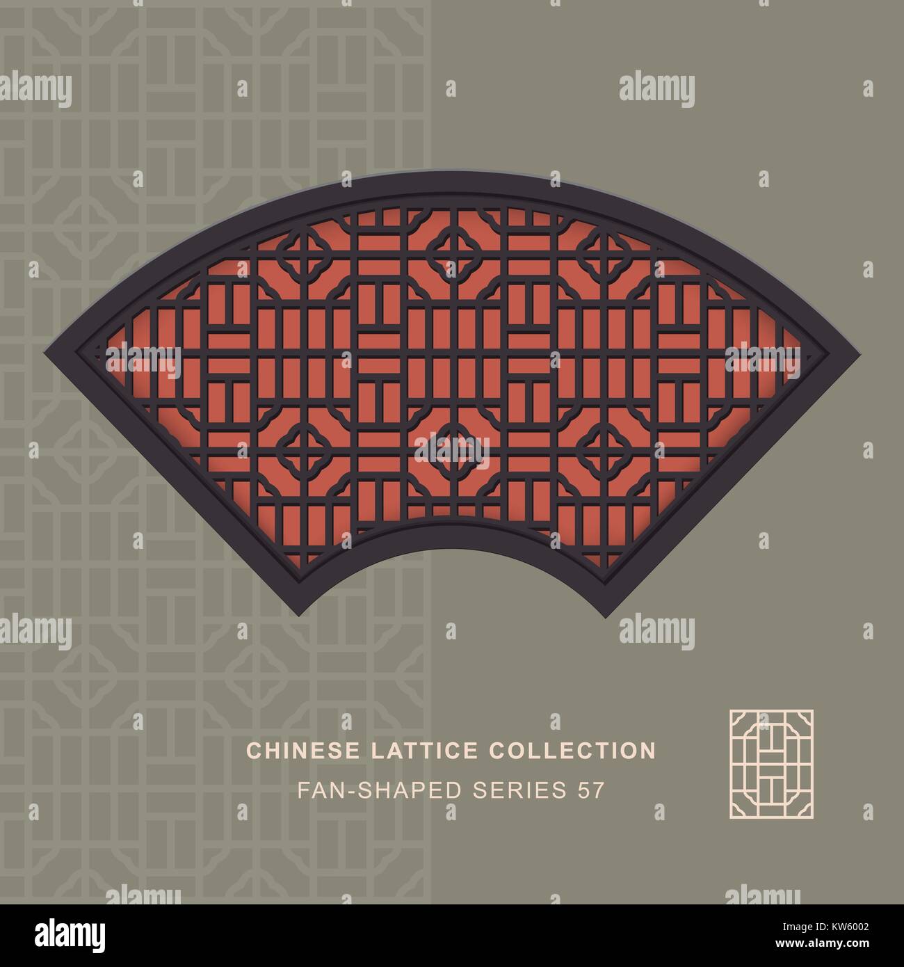 Chinese window tracery fan shaped frame of geometry line Stock Vector ...