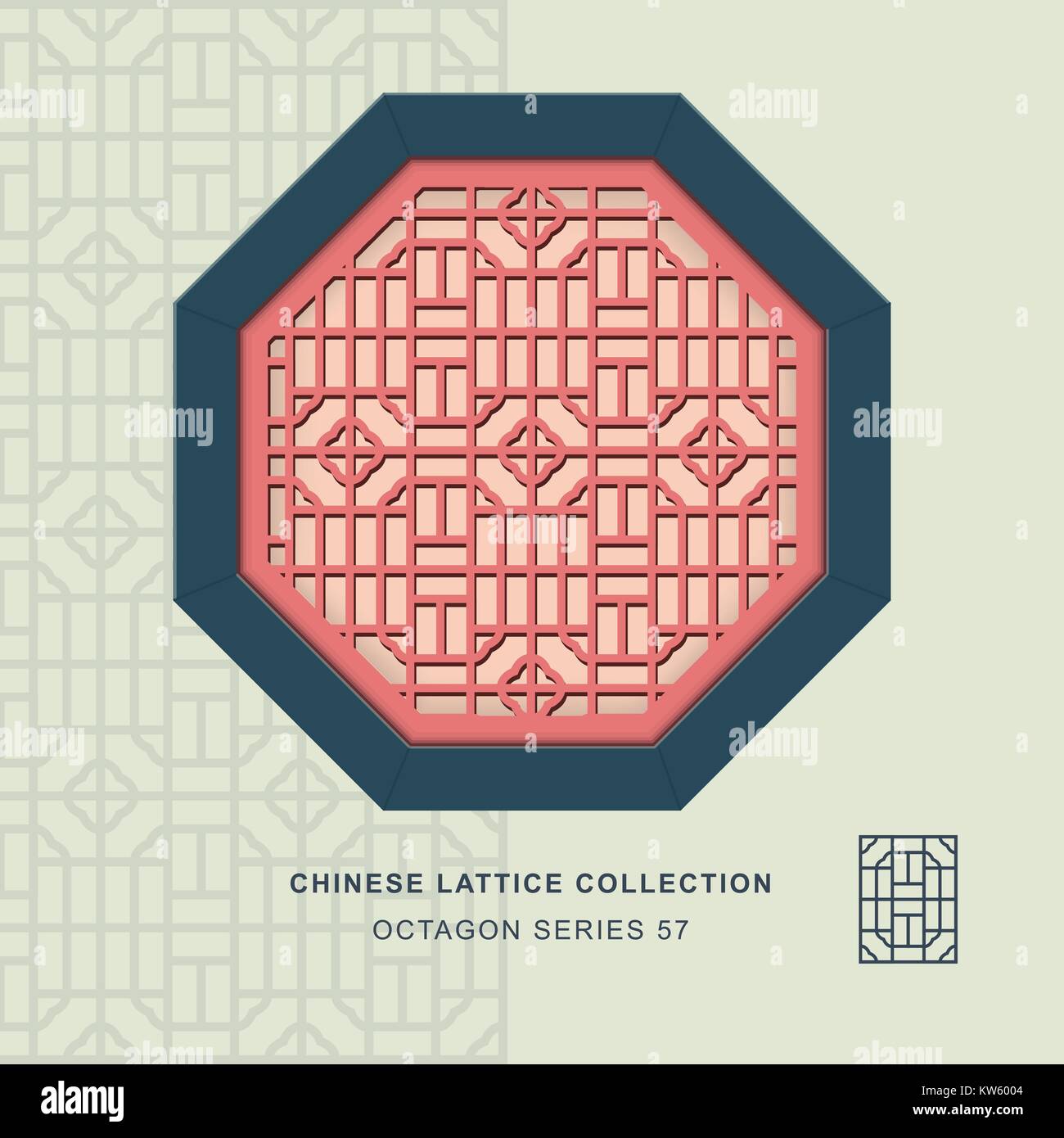 Chinese window tracery octagon frame of geometry line Stock Vector ...