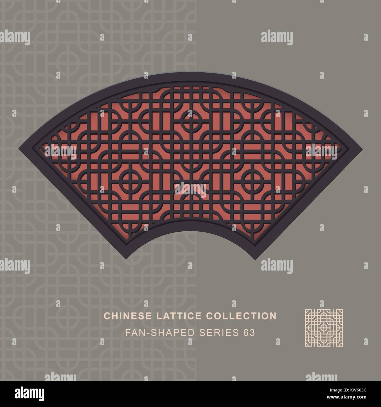 Chinese window tracery fan shaped frame of round square Stock Vector ...