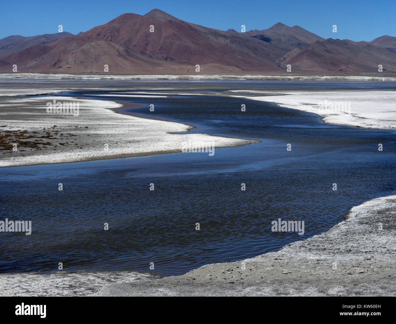 Mountain river, the channel passes through the high-mountainous desert ...