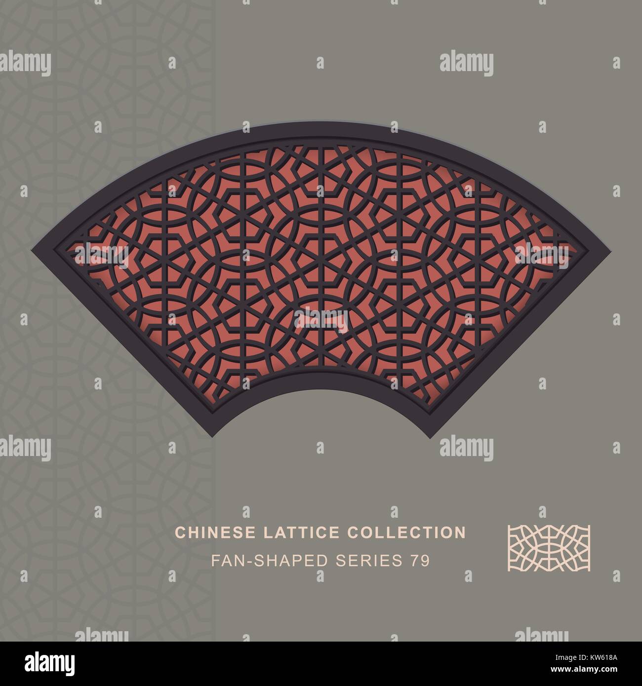 Chinese window tracery fan shaped frame of round polygon Stock Vector ...
