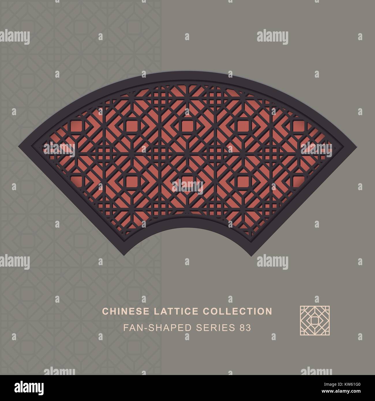 Chinese window tracery fan shaped frame of square diamond Stock Vector ...