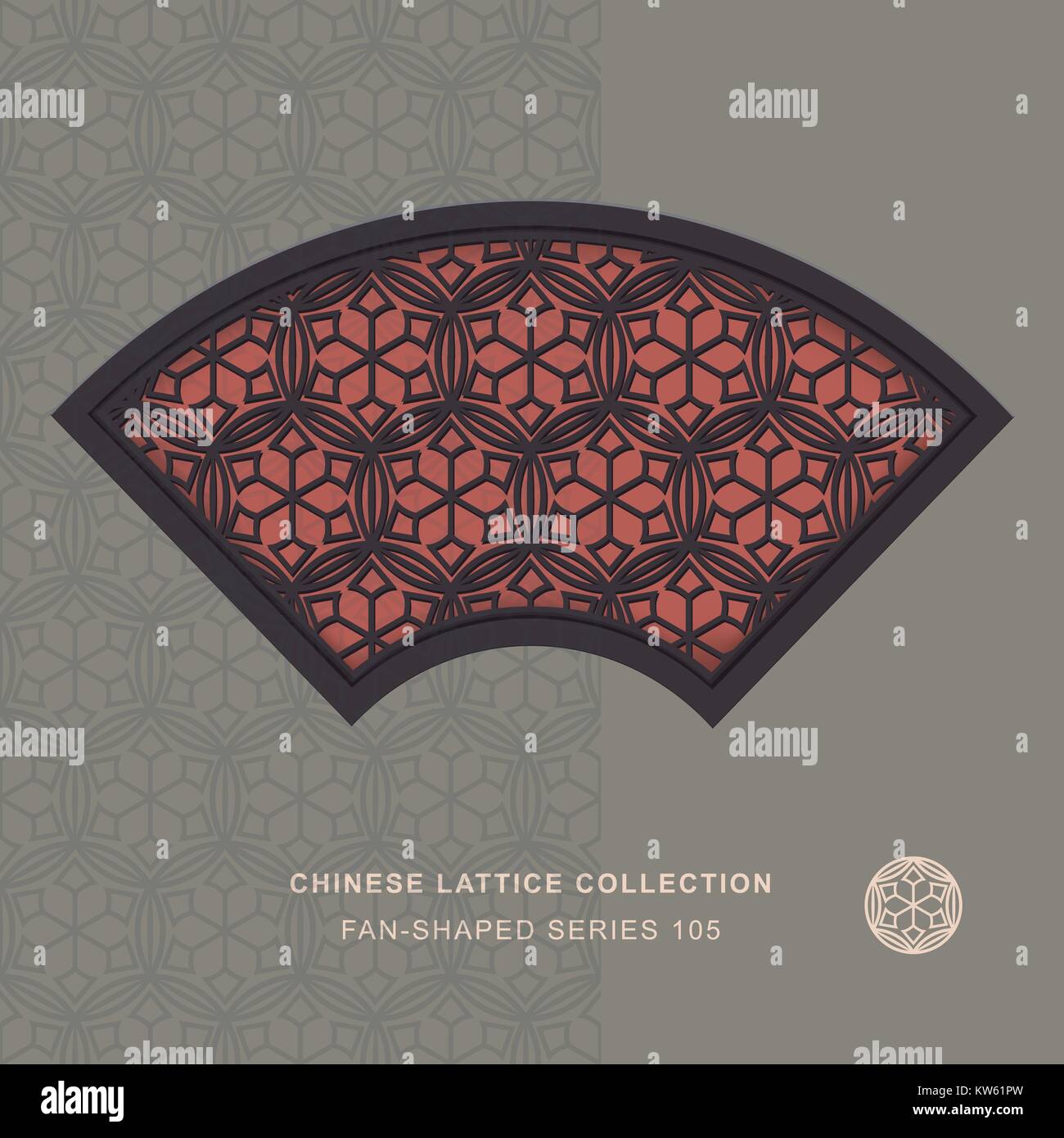 Chinese window tracery fan shaped frame of round cross flower Stock ...