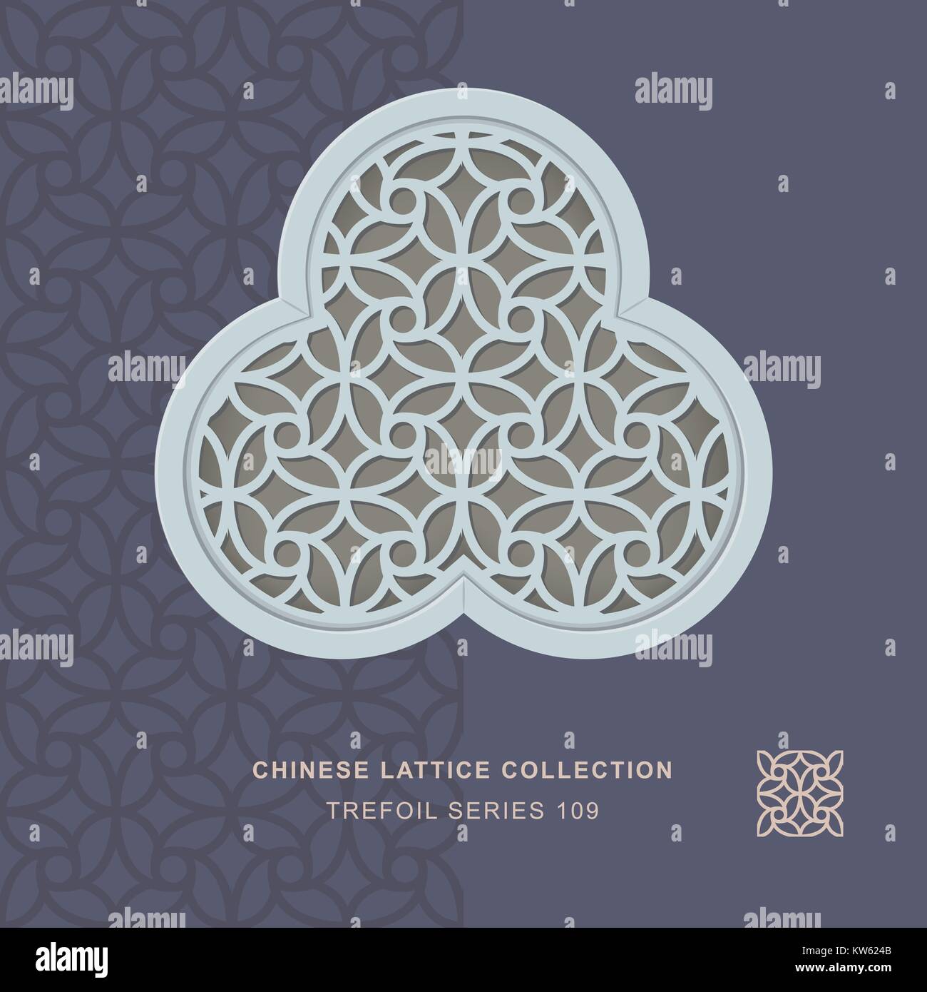 Chinese window tracery trefoil frame of round spiral Stock Vector Image ...