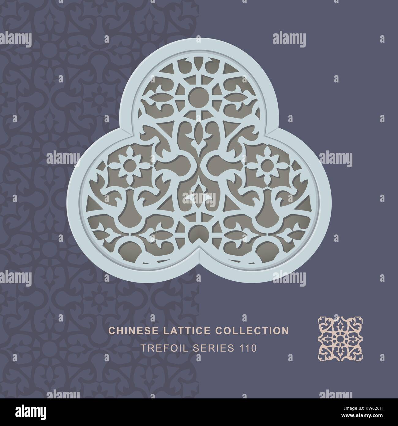Chinese window tracery trefoil frame of round flower Stock Vector Image ...