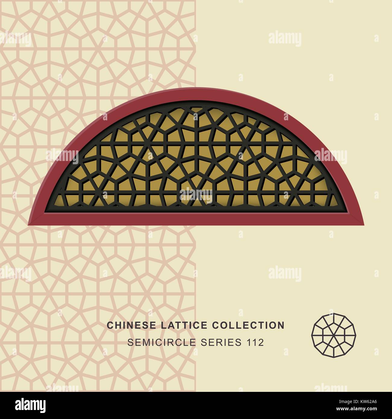 Semicircle Chinese Lattice of polygon cross geometry Stock Vector Image ...