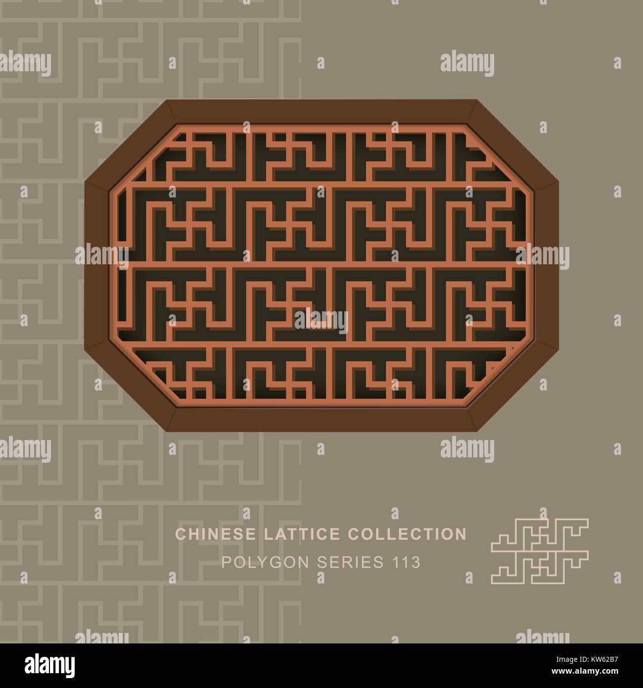 Polygon Chinese Lattice of Spiral Cross Geometry Stock Vector Image ...