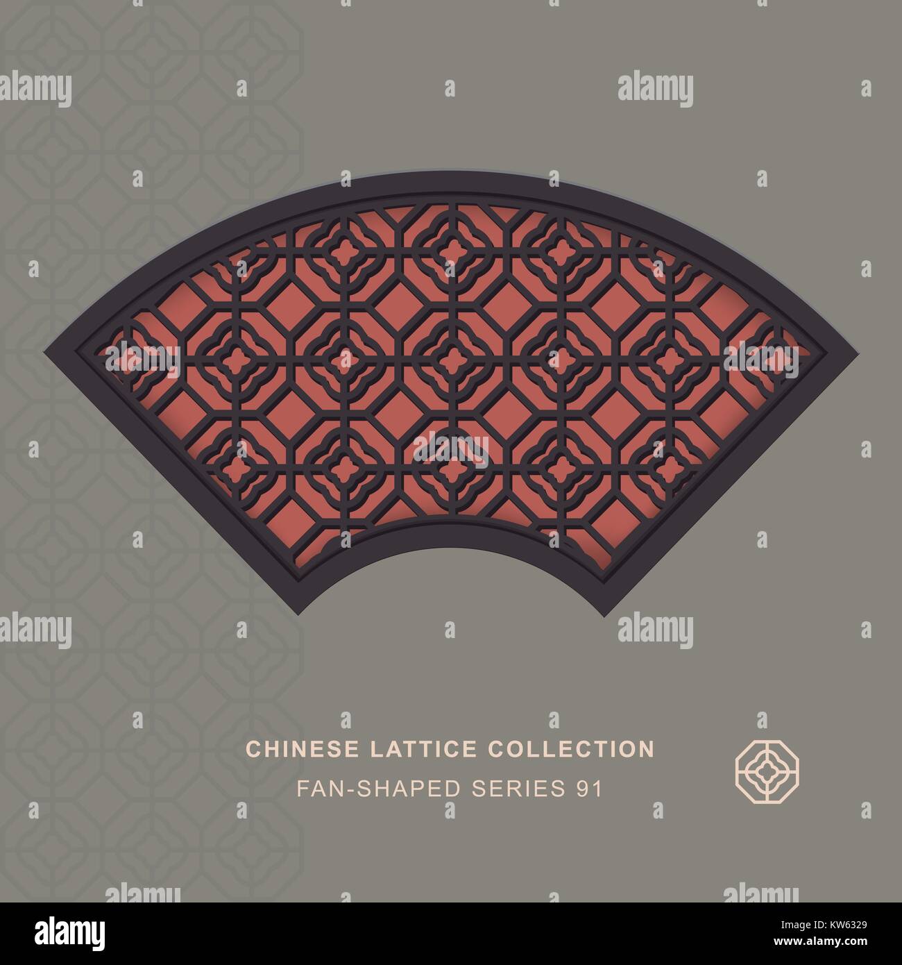 Chinese window tracery fan shaped frame of polygon check Stock Vector ...