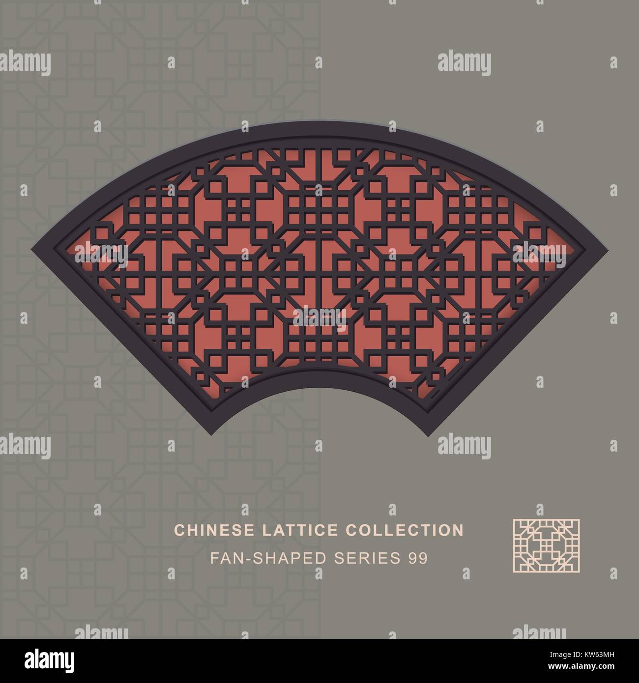 Chinese window tracery fan shaped frame of diamond square Stock Vector ...