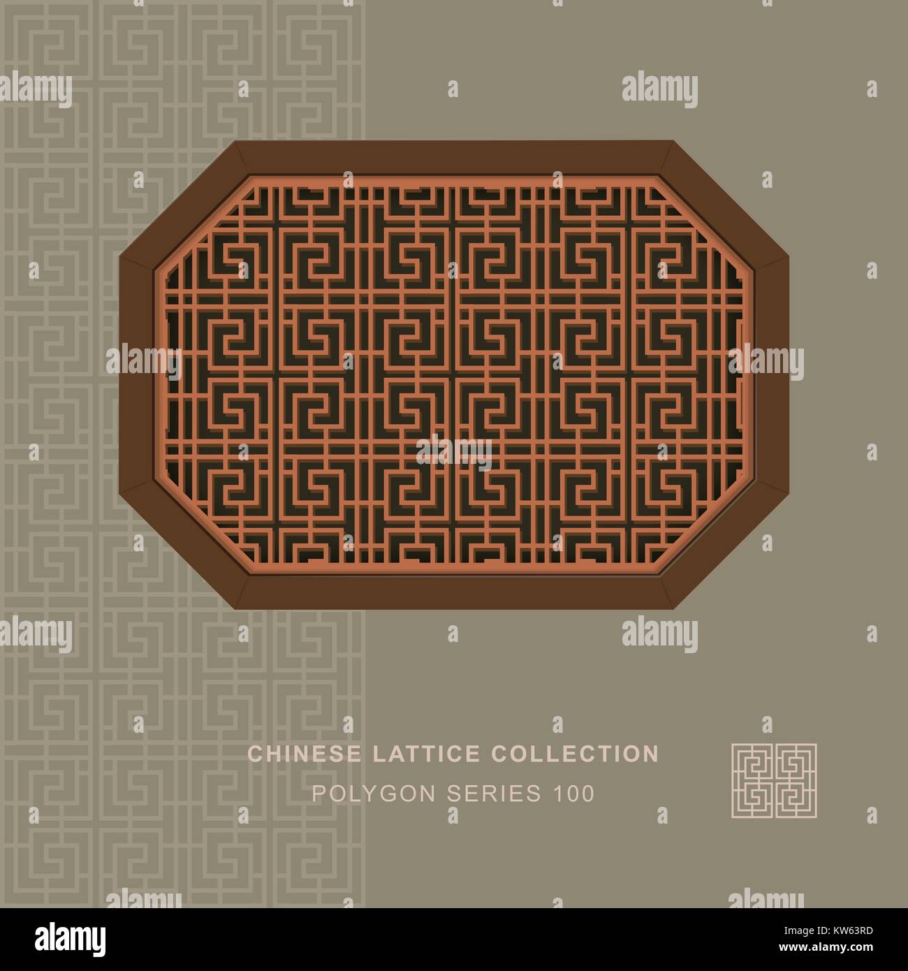 Chinese window tracery polygon frame of spiral line Stock Vector Image ...