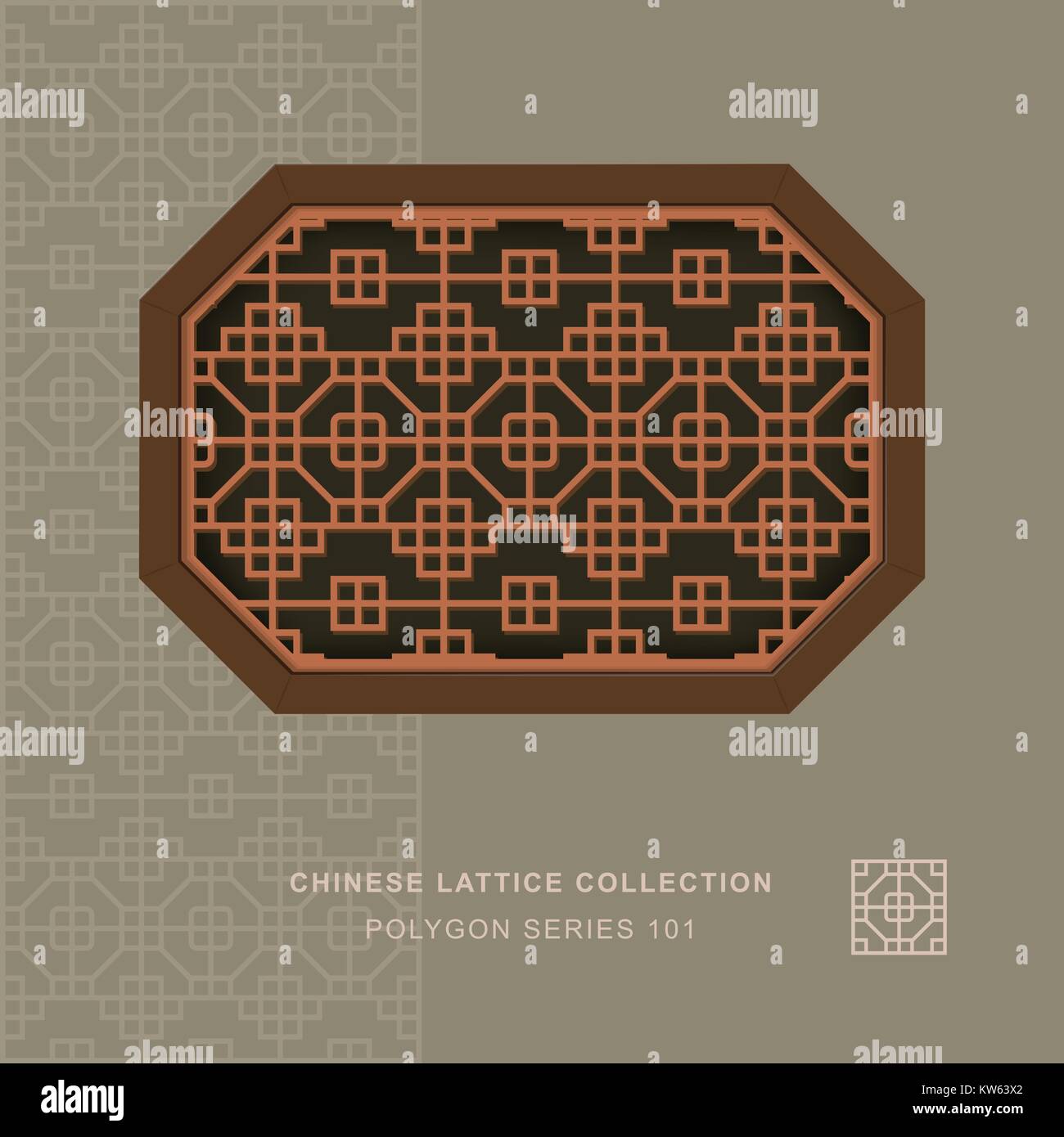Chinese window tracery polygon frame of square octagon Stock Vector ...
