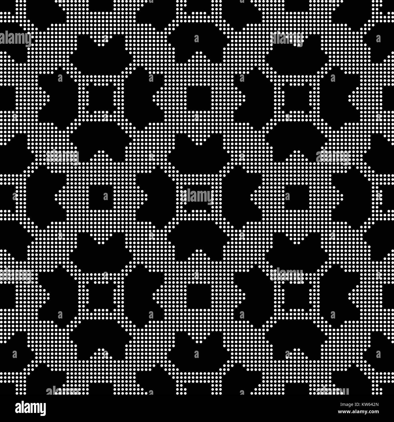 Halftone round black seamless background polygon chain cross square ...