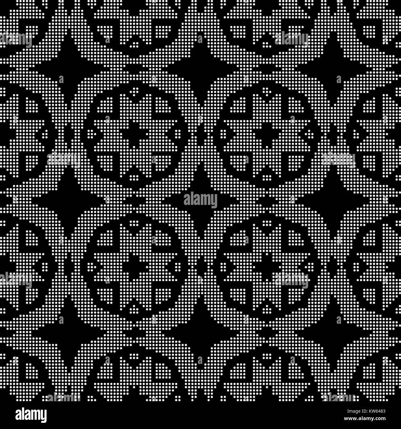 Halftone round black seamless background polygon geometry cross Stock ...