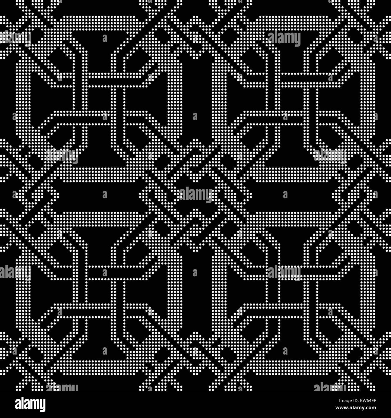 Halftone round black seamless background octagon frame cross geometry ...