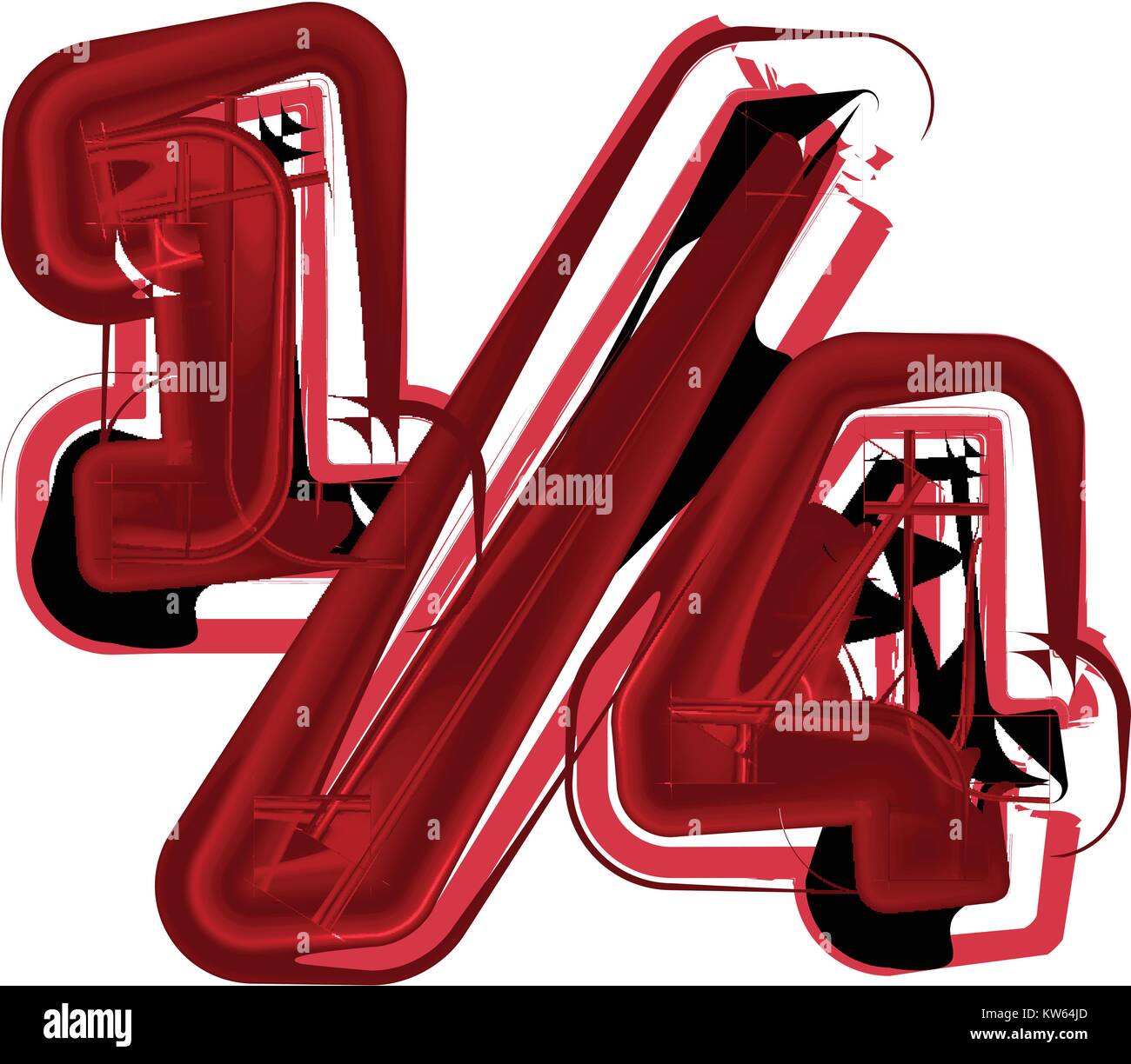 Abstract vector illustration drawing of 1/4 Symbol Stock Vector Image ...