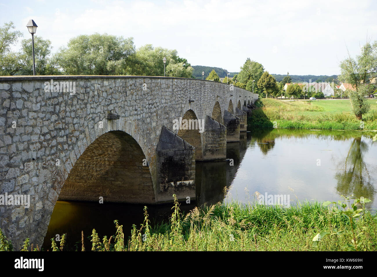 Stone arch bridge in Wornitzstein in Swabia, Germany Stock Photo - Alamy