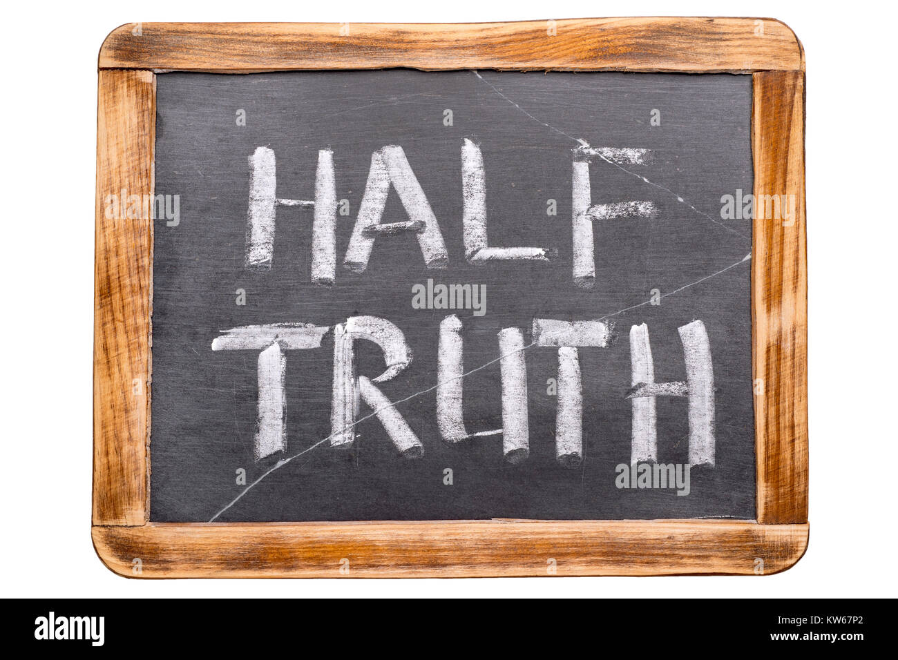 half truth phrase handwritten on vintage school slate board isolated on ...