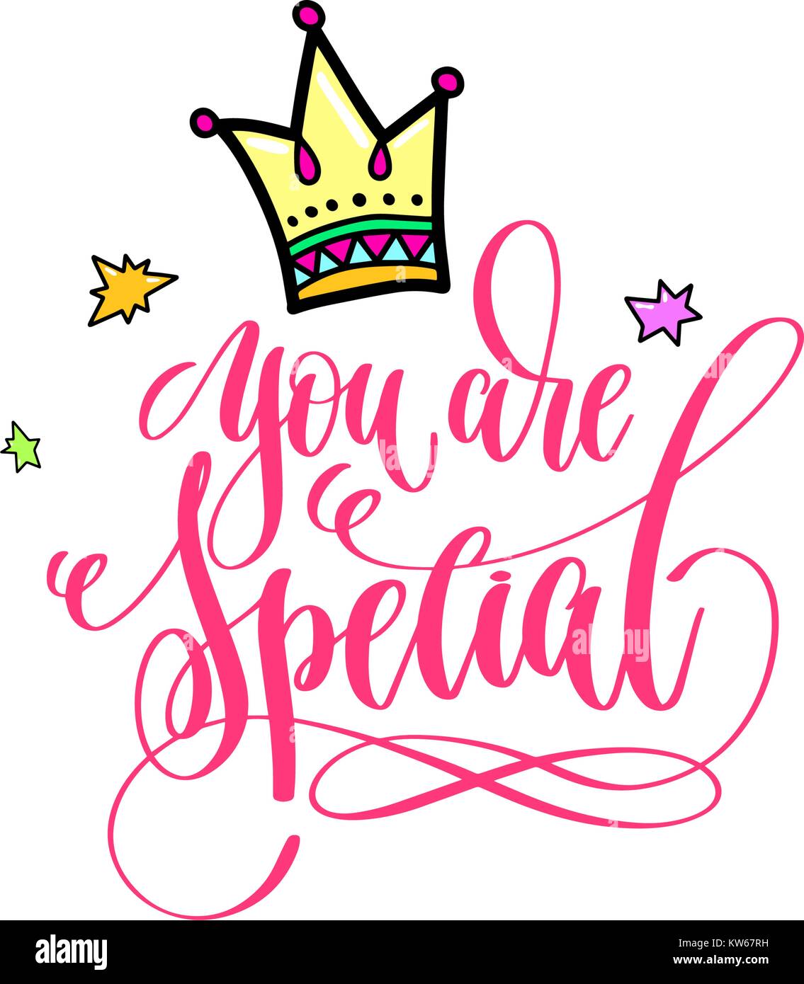 you are special - positive hand lettering poster with doodle dra Stock ...