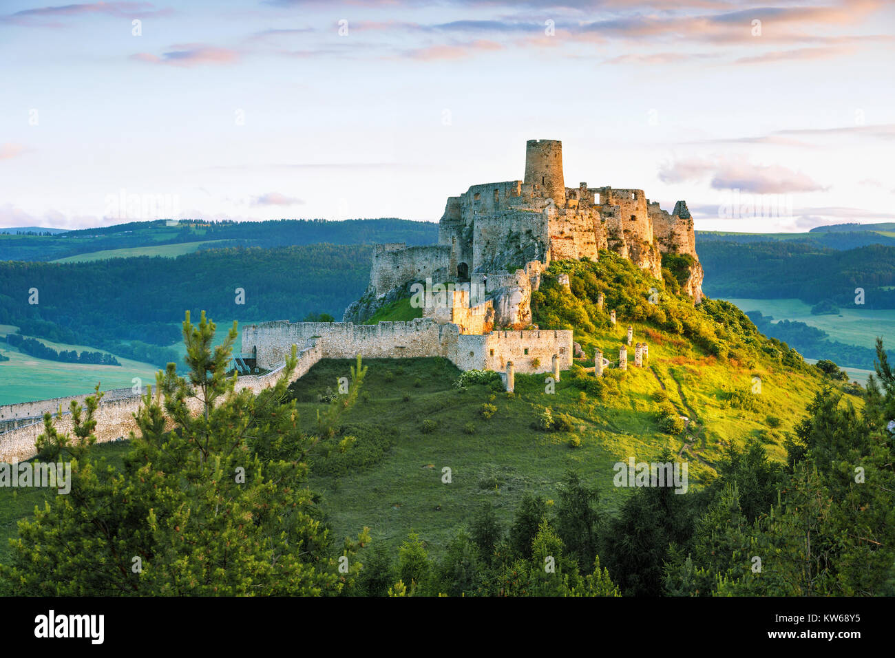 Beautiful Spis castle at the sunrise, UNESCO heritage,Slovakia Stock ...