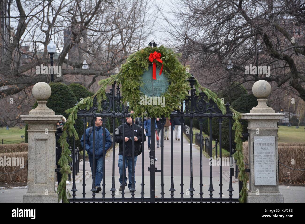 Boston decorated for the Christmas and holiday Season in late December ...