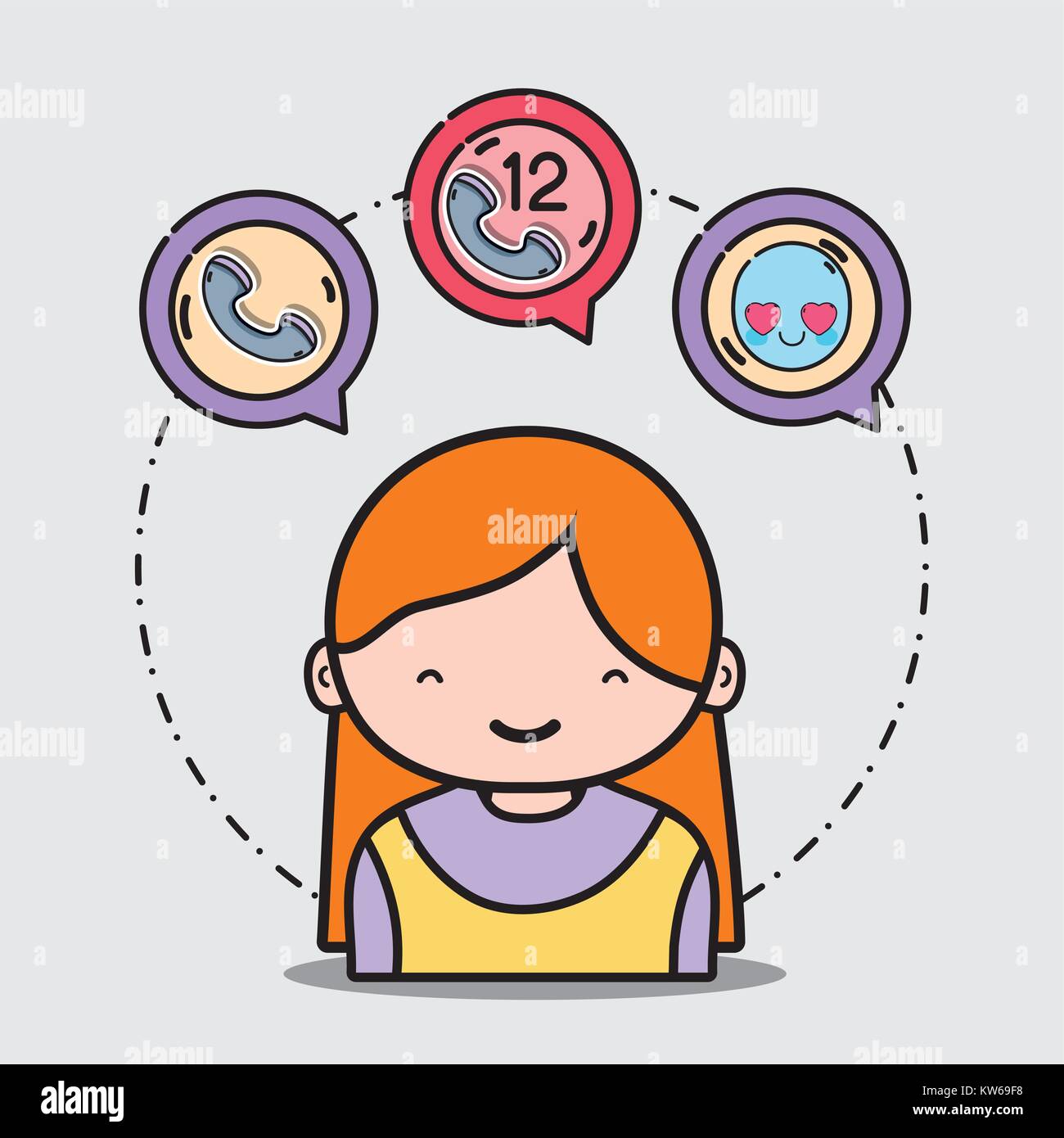 girl with phone calls icons message vector illustration Stock Vector ...
